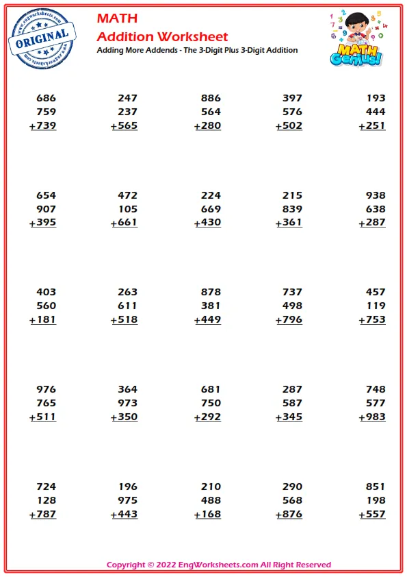 Adding More Addends Worksheets and Exercise - Engworksheets Adding More Addends Worksheets and Exercise - Engworksheets
